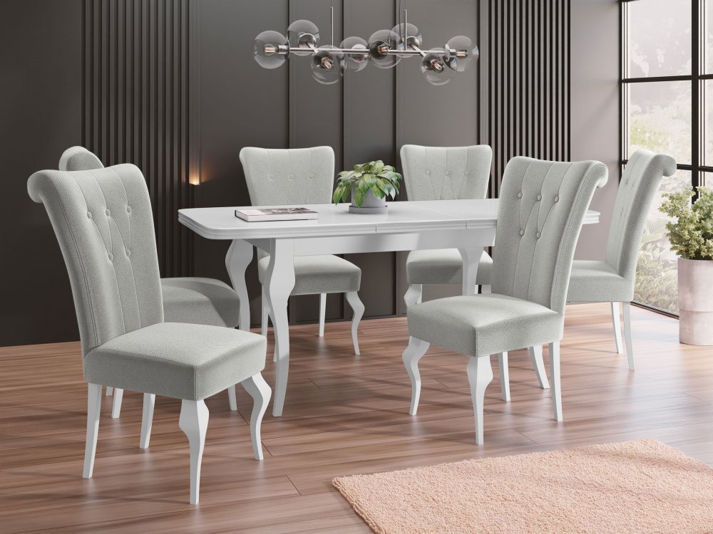 Nowoczesny stół Julia z krzesłami Frigene 63 dla 6 osób. DOSTAWA 0 zł!