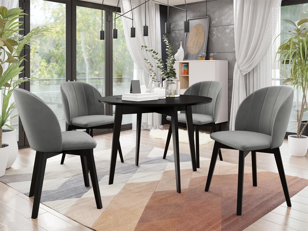 Stół okrągły Botiler FI 100 z 4 krzesłami Frigene 100 ⇒ Dostawa 0zł